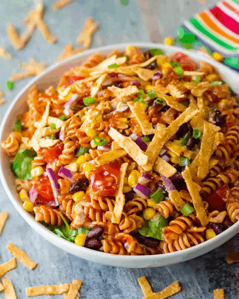 Cold Taco Pasta Salad with Catalina dressing