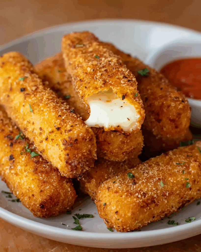 Crispy Mozzarella Sticks with String Cheese