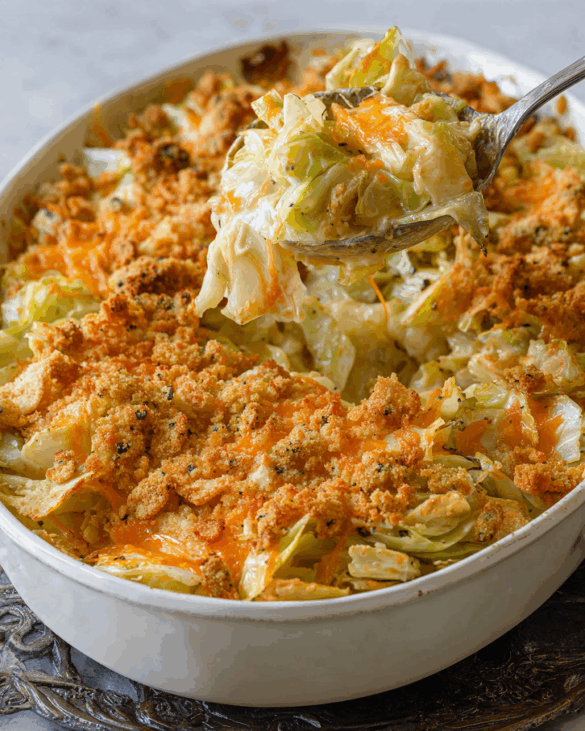 Cheesy Cabbage Casserole with Ritz Crackers