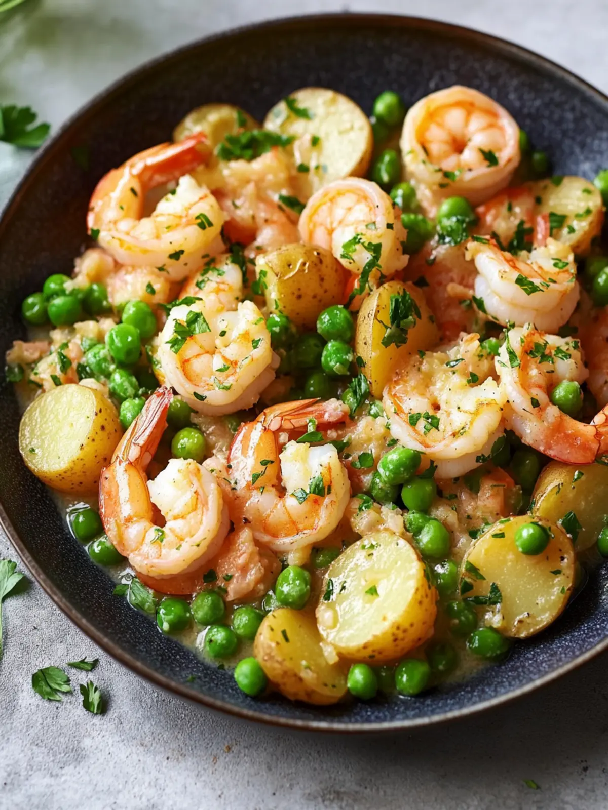 Irresistible Buttery Shrimp with Peas and Potatoes Recipe